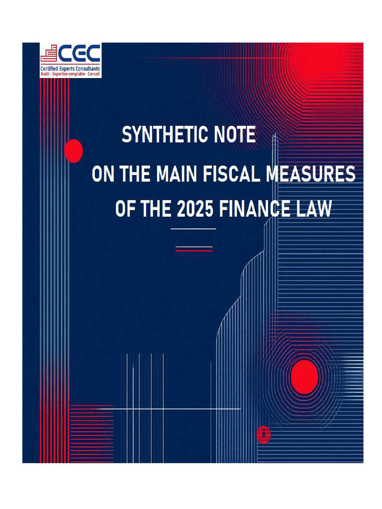 Note On The 2025 Finance Law | PDF | Taxes | Tax Exemption