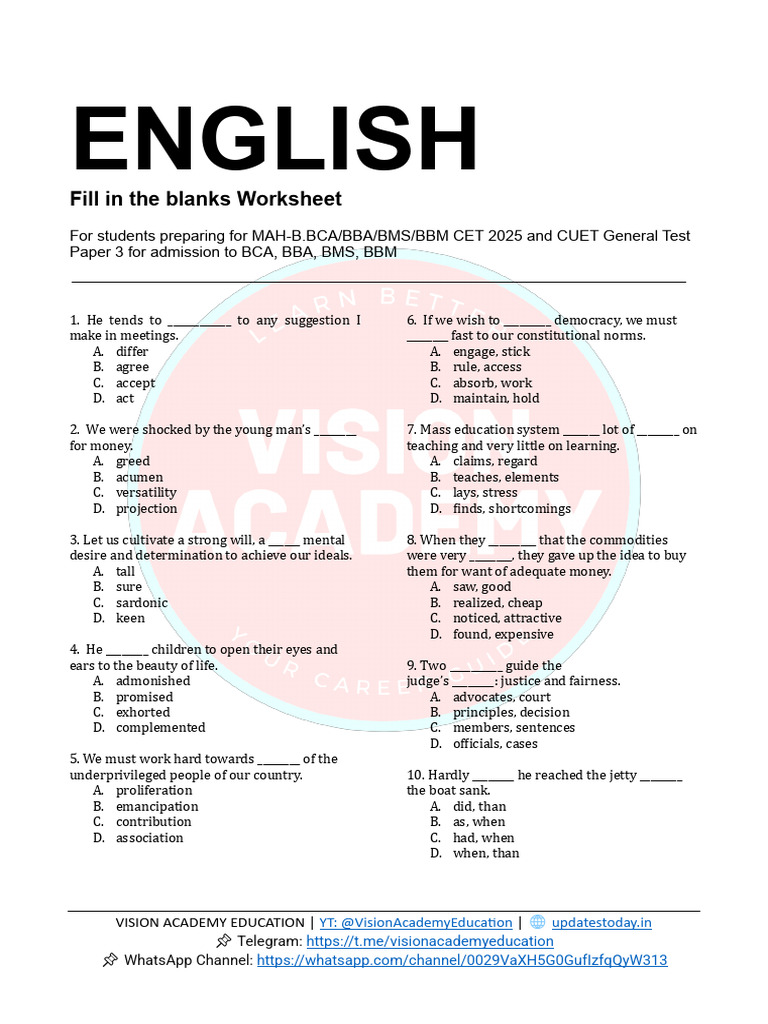 English Fill-in-the-Blanks Worksheet | PDF | Economies