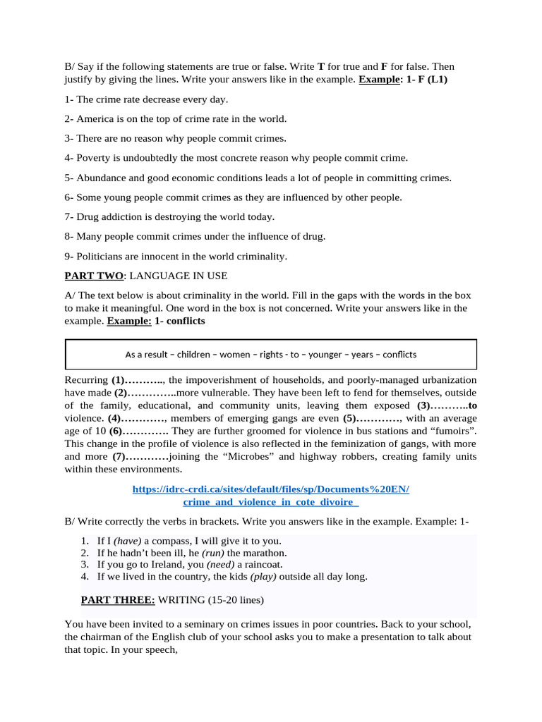 Devoir de Niveau 1ère Cesa | PDF | Crimes | Crime & Violence