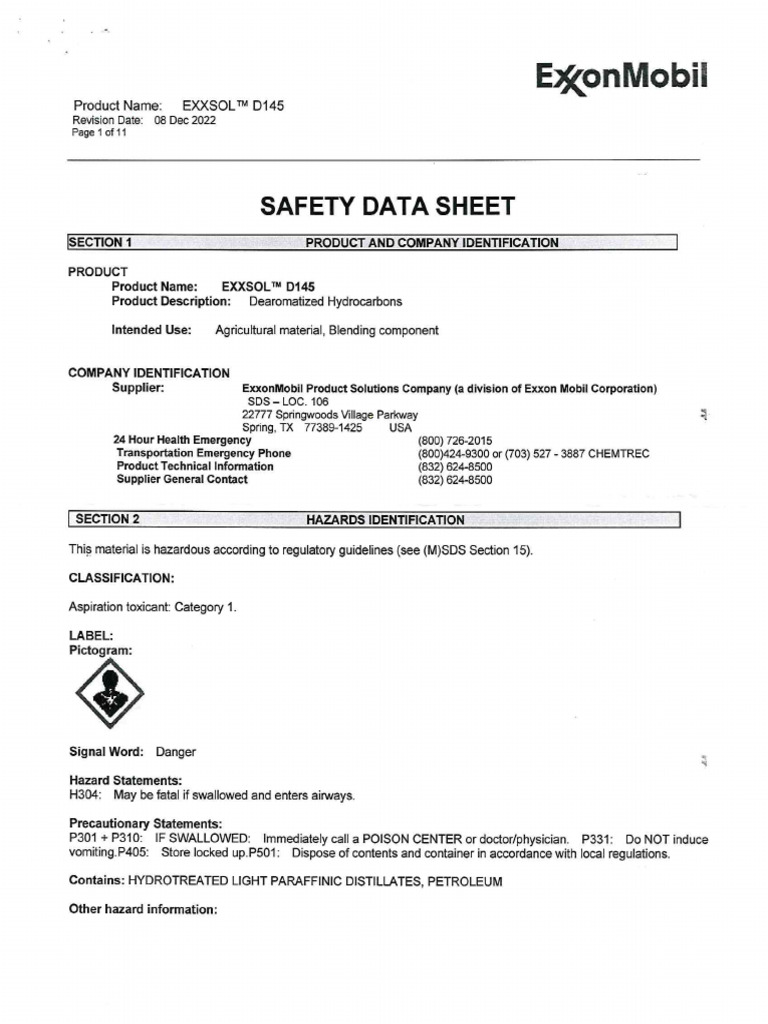 Exxsol-D145 MSDS | PDF