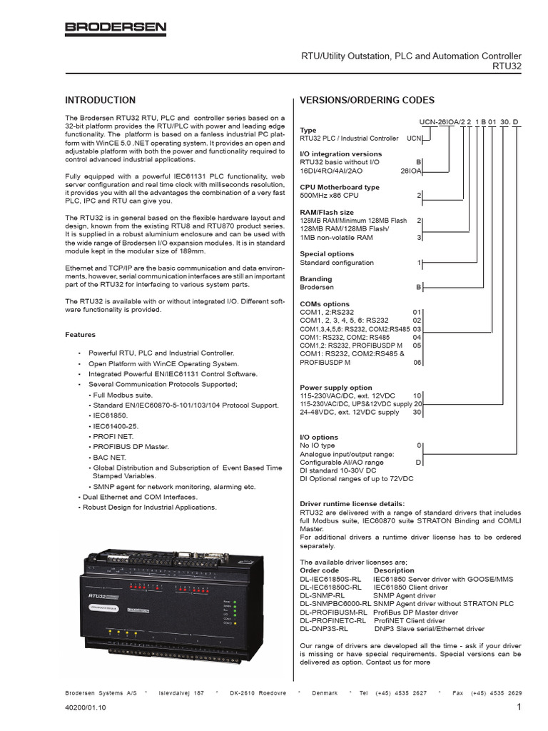 RTU32 Data Sheet 01 10 431 | PDF | Computer Network | Programmable Logic Controller