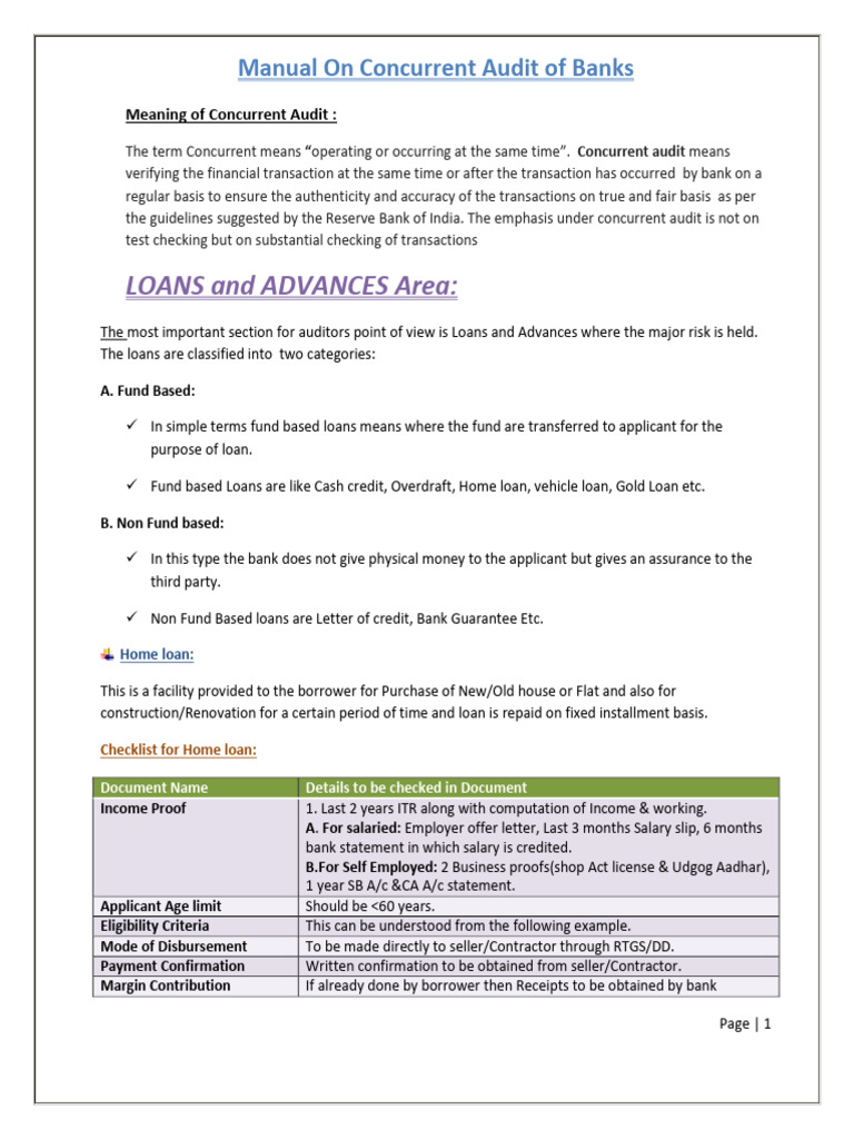 Manual On Bank Concurrent Audit | PDF | Guarantee | Banks