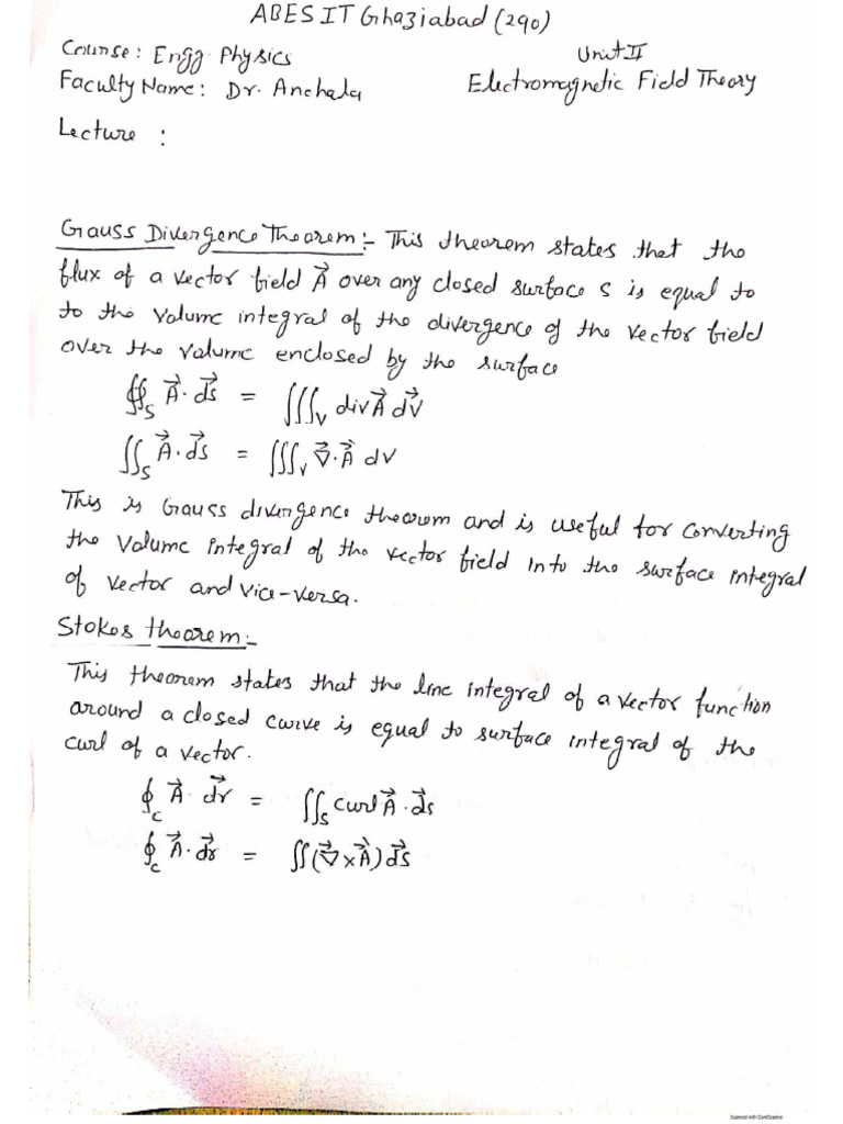 Engg. Physics Unit_2 Electromagnetic Field Theory | PDF