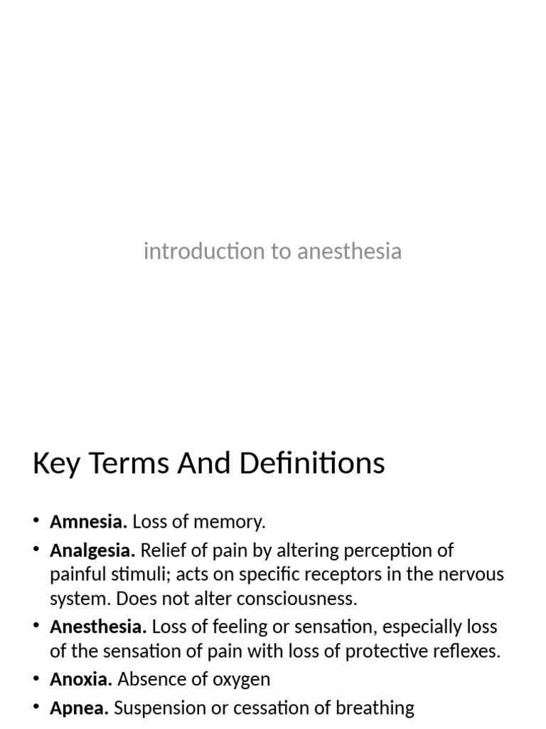 Anesthesia Introduction | PDF | Anesthesia | Medical Specialties