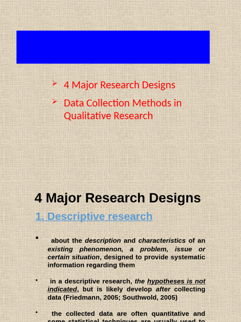 Major Qualitative Research Designs | PDF | Qualitative Research | Hypothesis