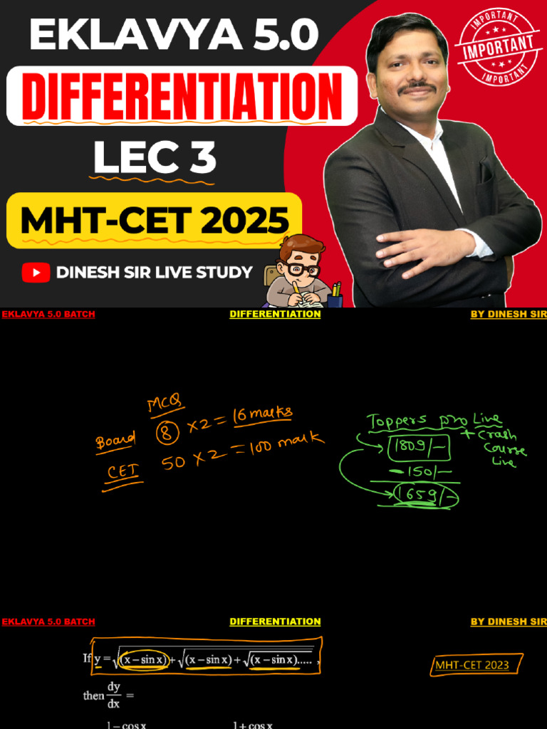 Differentiation Lec 3 Eklavya 5.0 | PDF