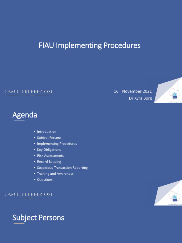 FIAU Procedures for AML/CFT Compliance | PDF | Identity Document | Risk