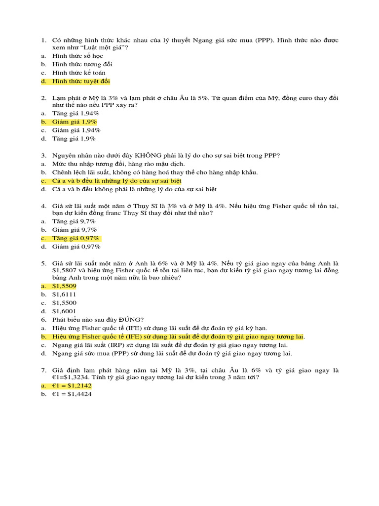 Trac Nghiem PPP, IFE | PDF