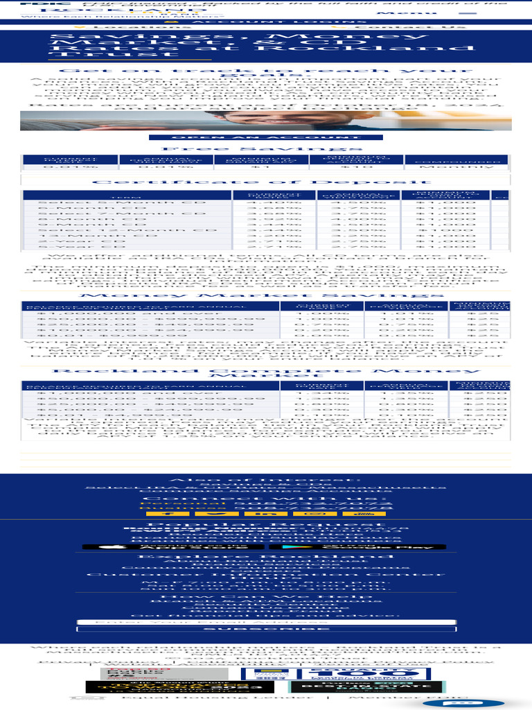 Rockland Trust CD and Savings Rates | PDF | Certificate Of Deposit ...