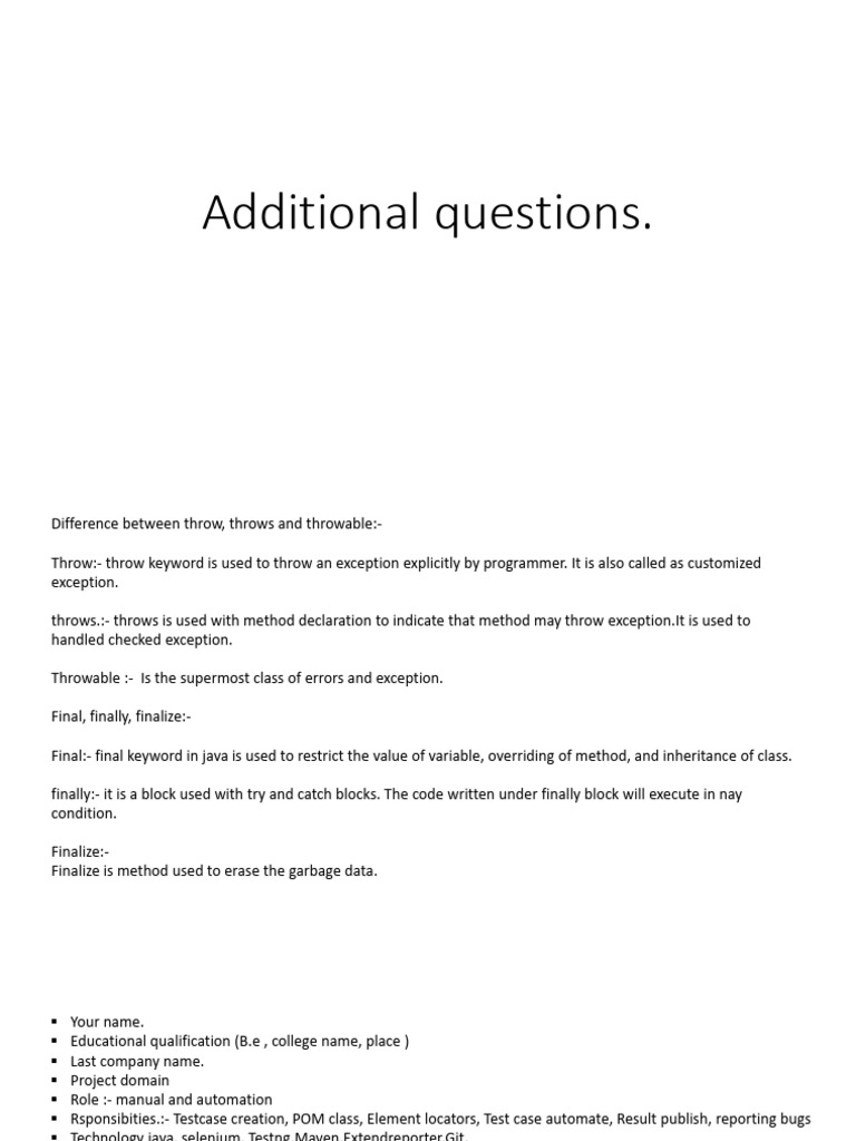 Additional Questions | PDF