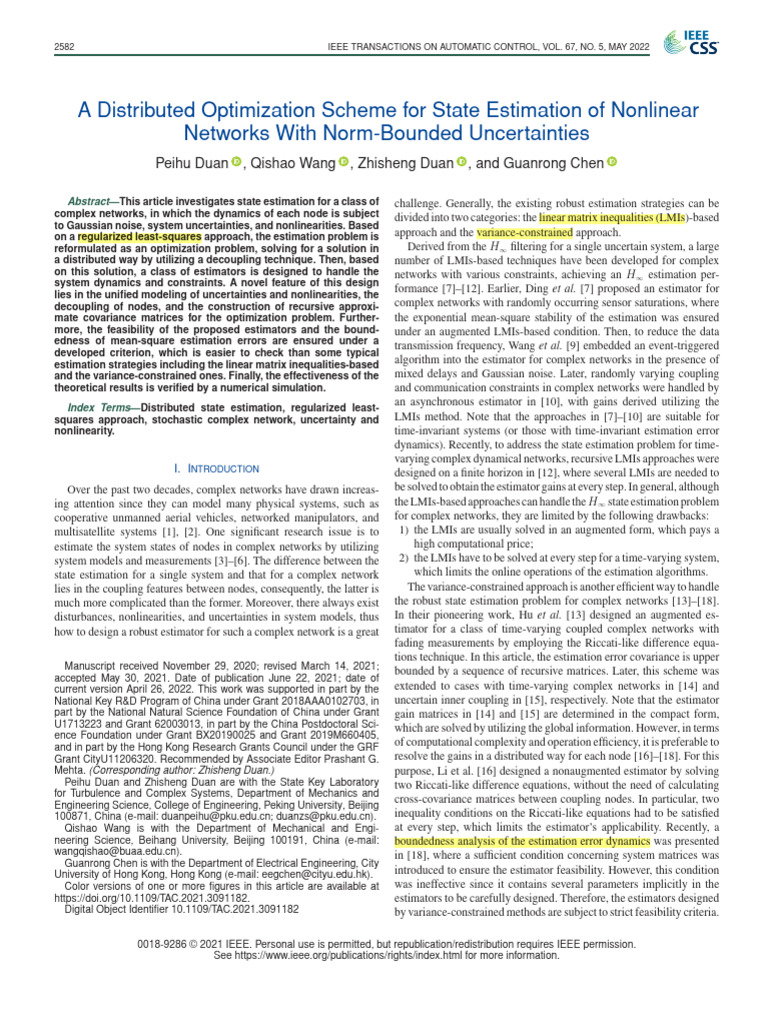 A Distributed Optimization Scheme For State Estimation Of Nonlinear Networks With Norm Bounded