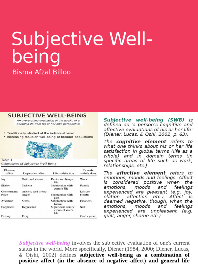 Subjective Well Being 07032025 105946am | PDF | Happiness | Affect ...