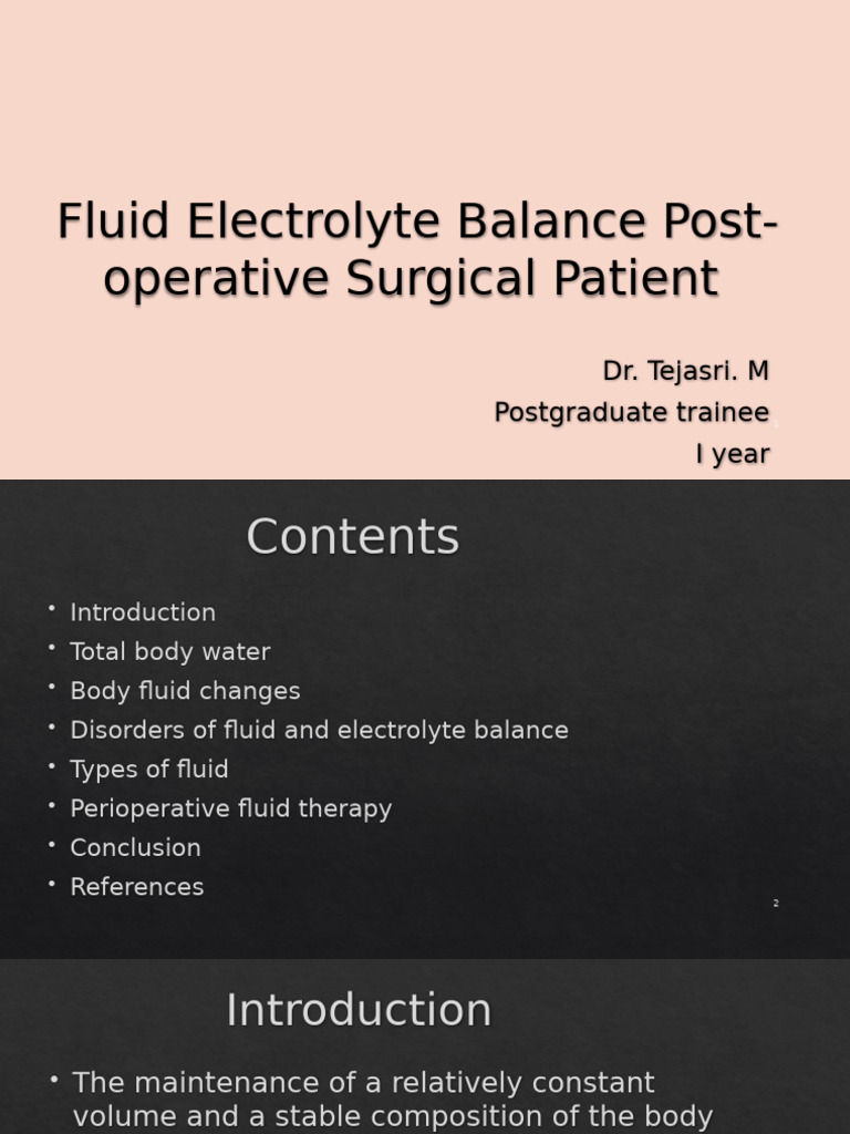 Fluid Electrolyte Balance Post-operative Surgical Patient | PDF ...