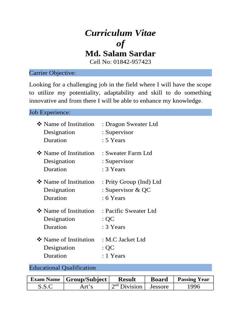 Curriculum Vitae | PDF