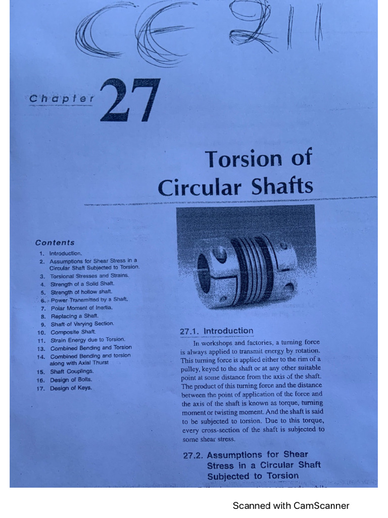 CE211 TORSIONAL STRESS AND STRAIN FULL N-1 | PDF