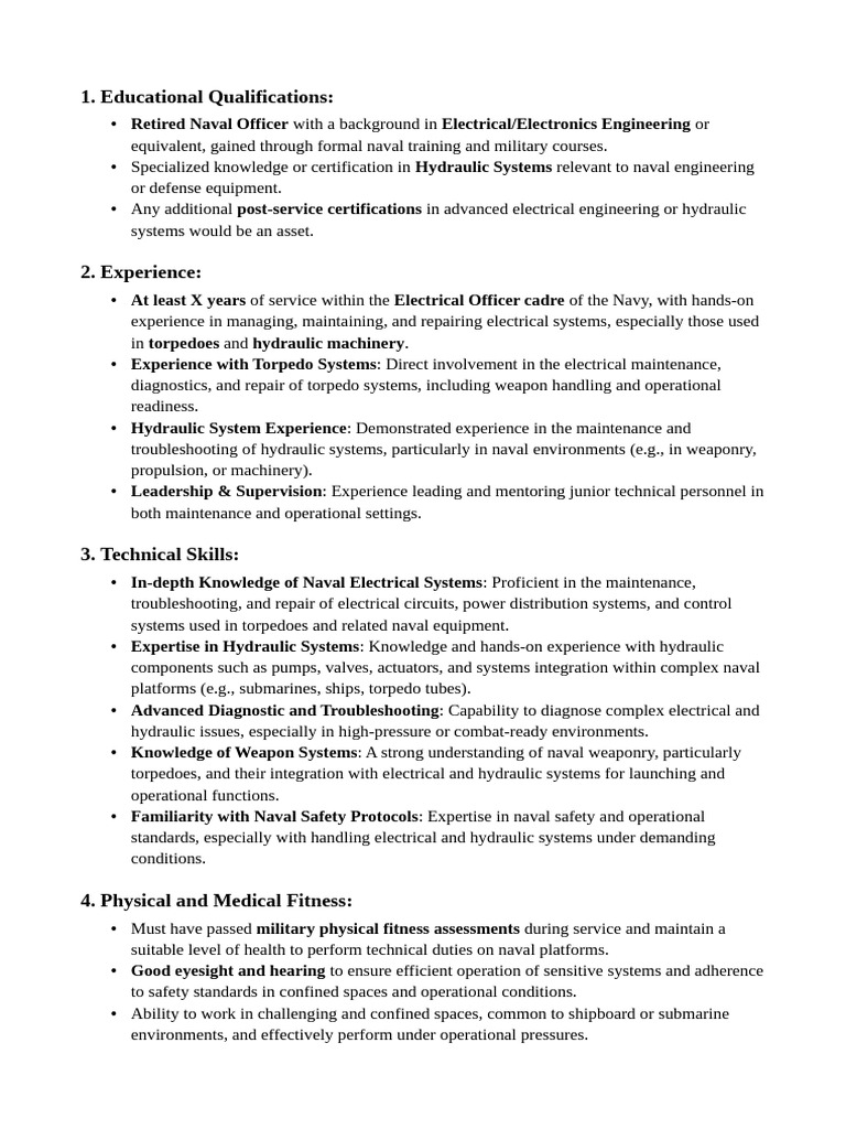 Naval Electrical Officer Qualifications | PDF | Torpedo | United States ...