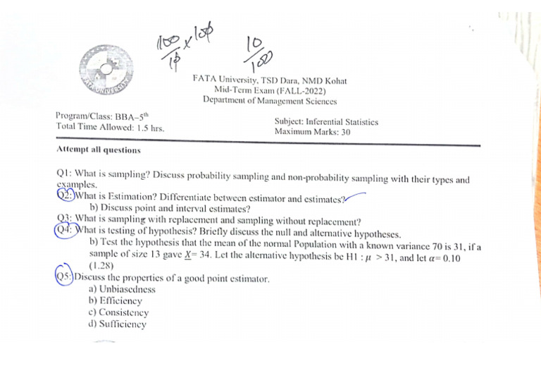 Inferential Statistics (2022) | PDF