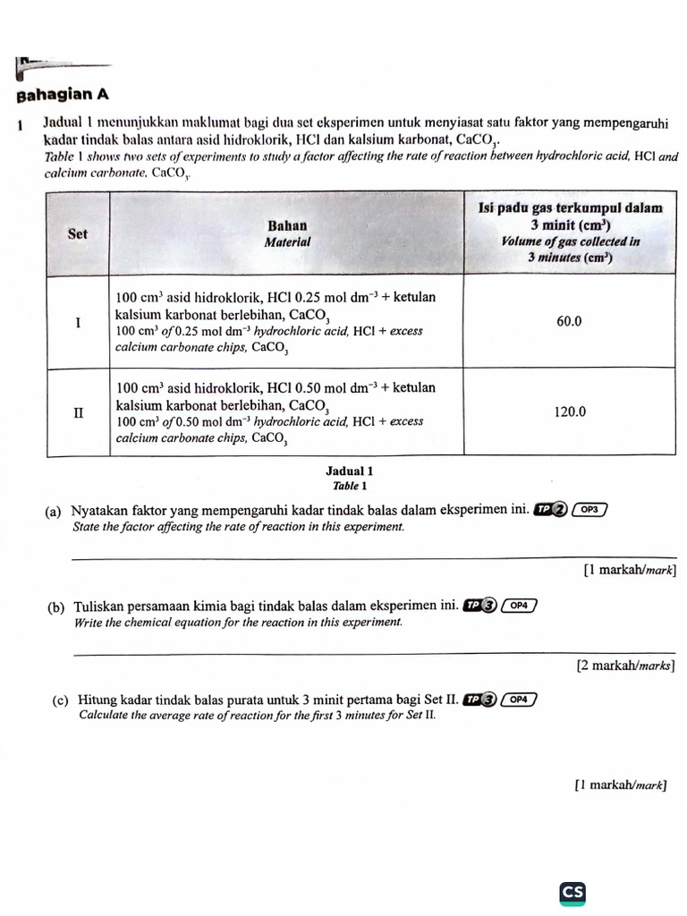 The Rate of Reaction (Questions) | PDF