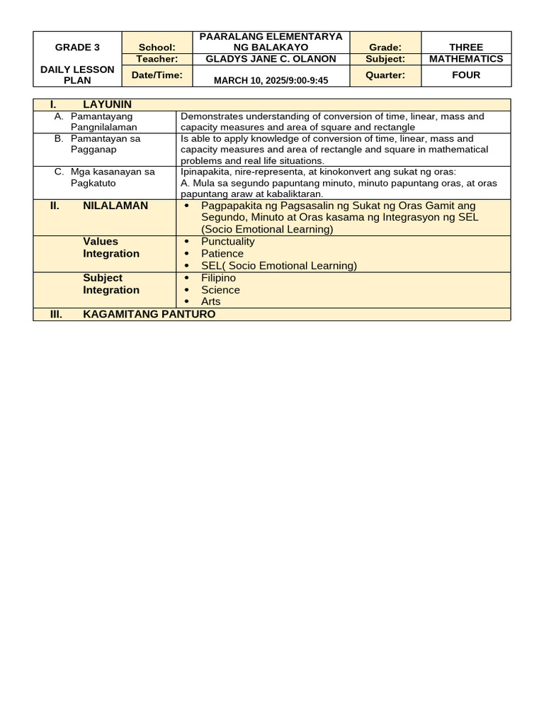 time conversion cot | PDF | Pedagogy | Learning