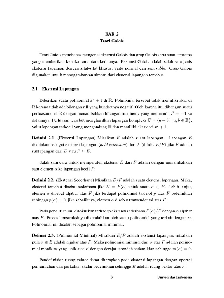 Bab 2 Teori Galois Klasik | PDF