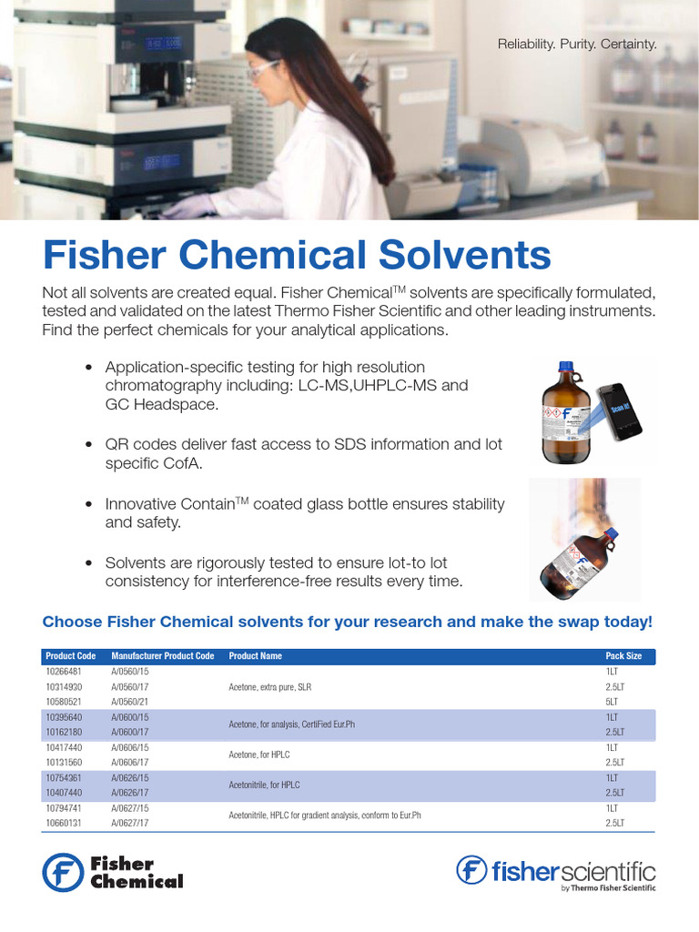 Fisher Chemical Solvent Flyer EN | PDF | High Performance Liquid ...