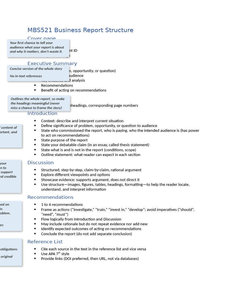 Business Report Structure (1 page) | PDF