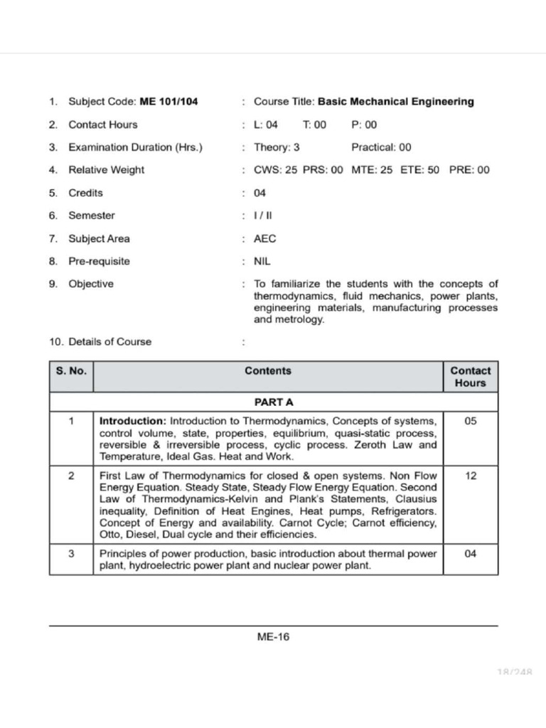 Basic Mech Syllabus | PDF
