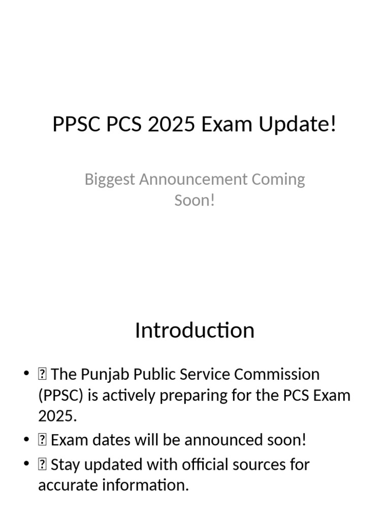 PPSC Pcs 2025 Exam Update | PDF