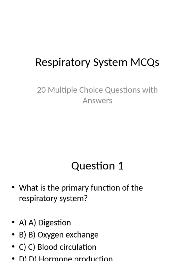 Respiratory System MCQs | PDF | Respiratory System | Respiratory Tract