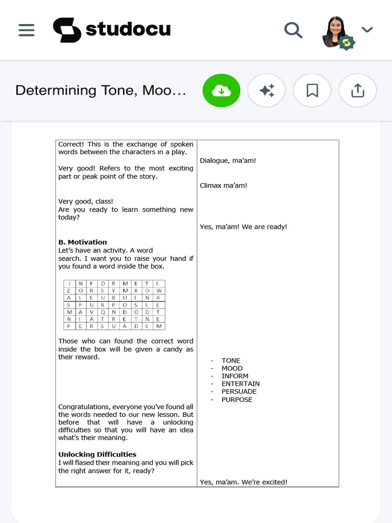 Determining Tone, Mood, Technique - A DETAILED LESSON PLAN in ENGLISH 9 ...