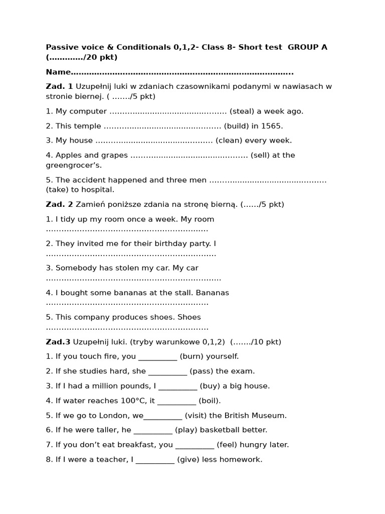 Passive voice and conditionals | PDF