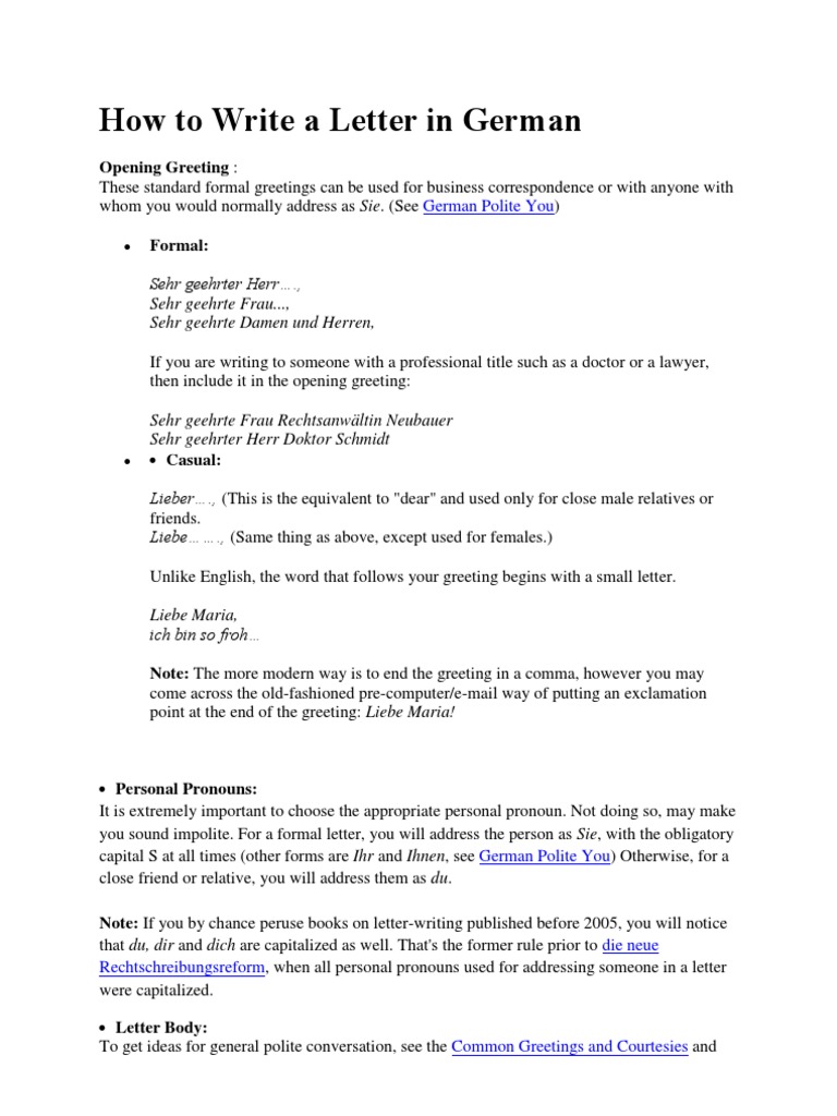 How To Write A Letter in German | PDF | Linguistics | Syntax