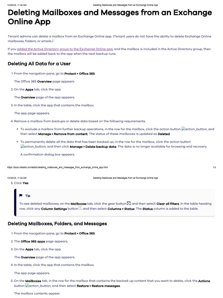 Deleting Mailboxes and Messages From An Exchange Online App | PDF ...