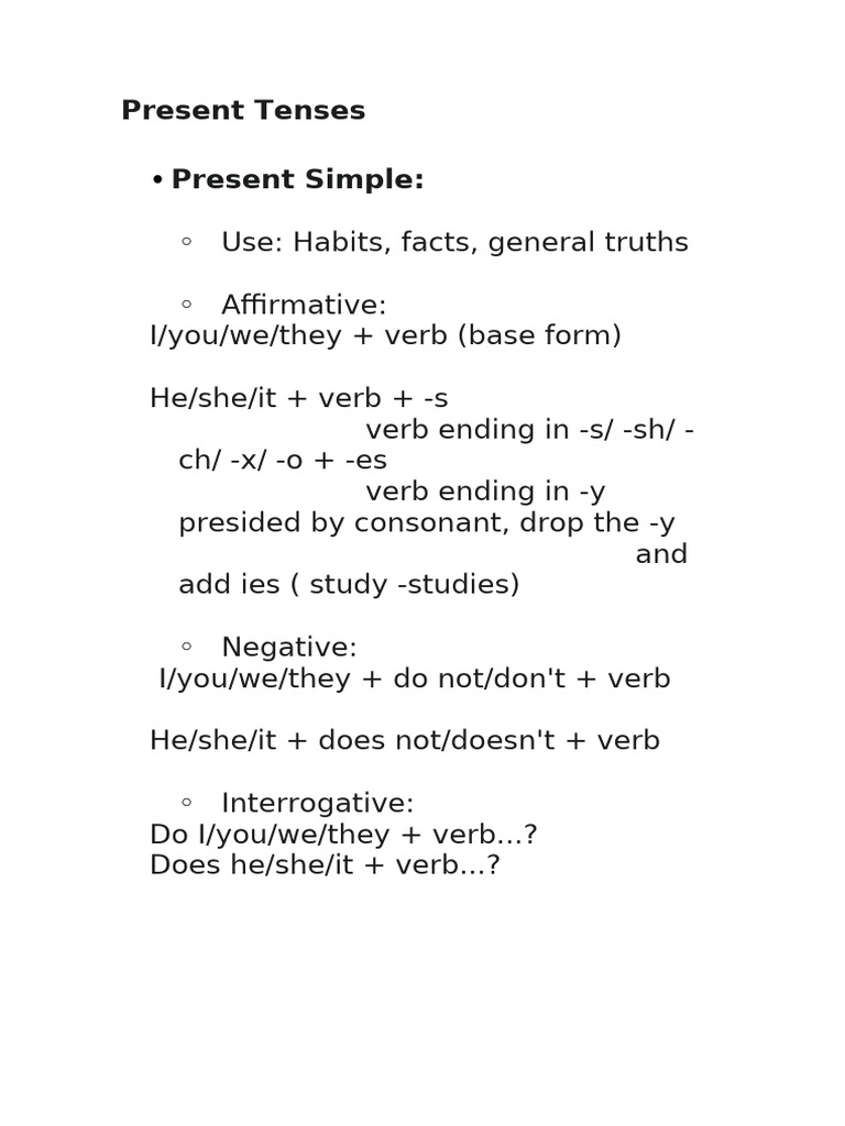 Present Tenses | PDF