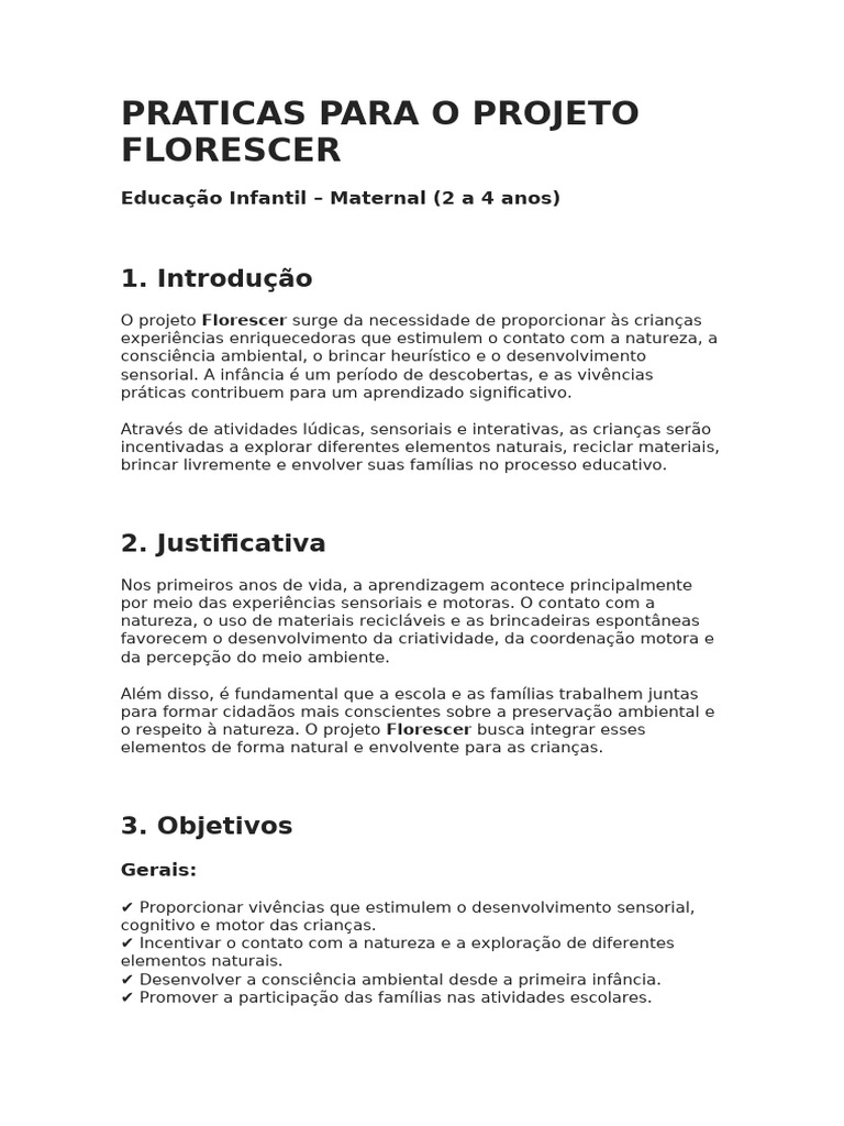 Praticas para o Projeto Florescer | PDF | Reciclagem | Aprendizado