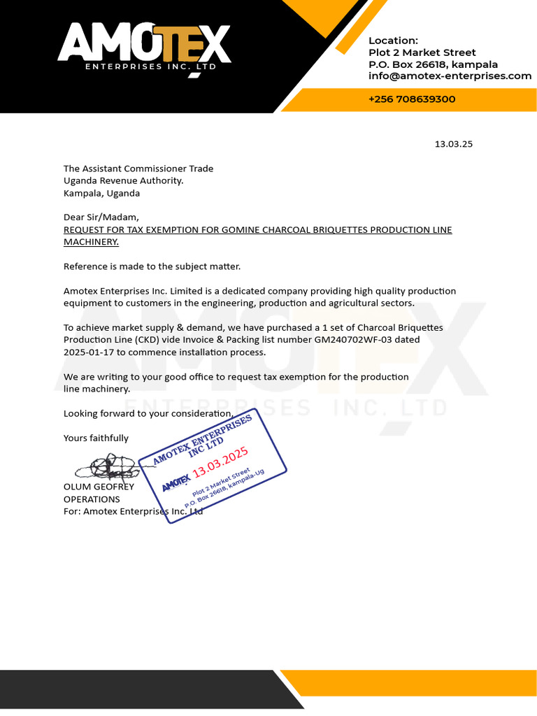 Amotex Letter Head. | PDF | Payments | Taxes
