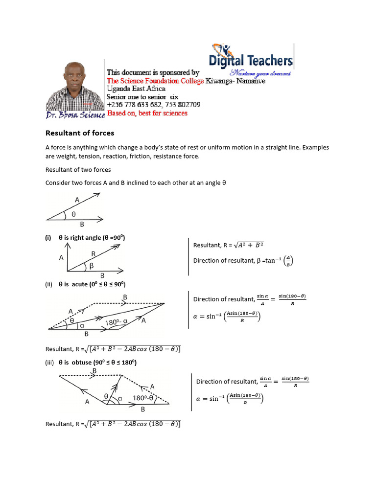 Resultant Forces: Calculation Guide | PDF | Force | Applied And Interdisciplinary Physics