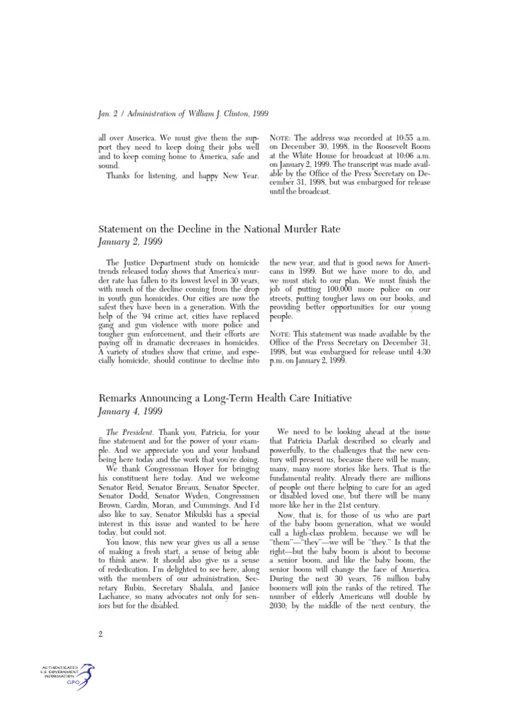 Clinton's 1999 Health Care Initiative | PDF | Long Term Care | Caregiver