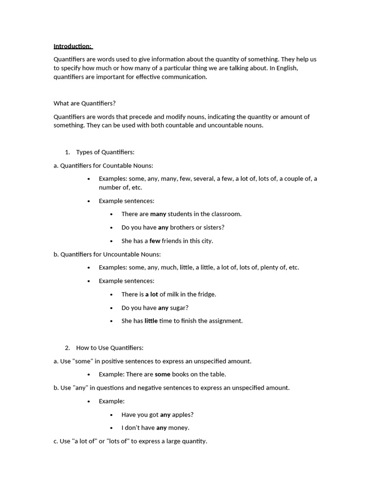 Lesson 5. Quantifiers. Countables-Uncountables | PDF | Quantity | Noun
