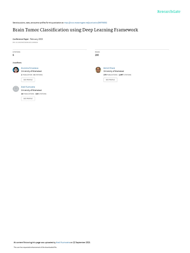 Brain Tumor Classification Using Deep Learning Framework Anushka | PDF | Deep Learning ...
