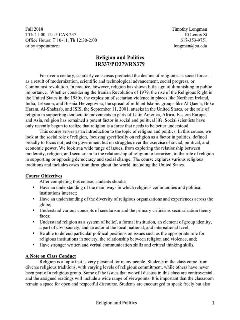 Religion and Politics | PDF