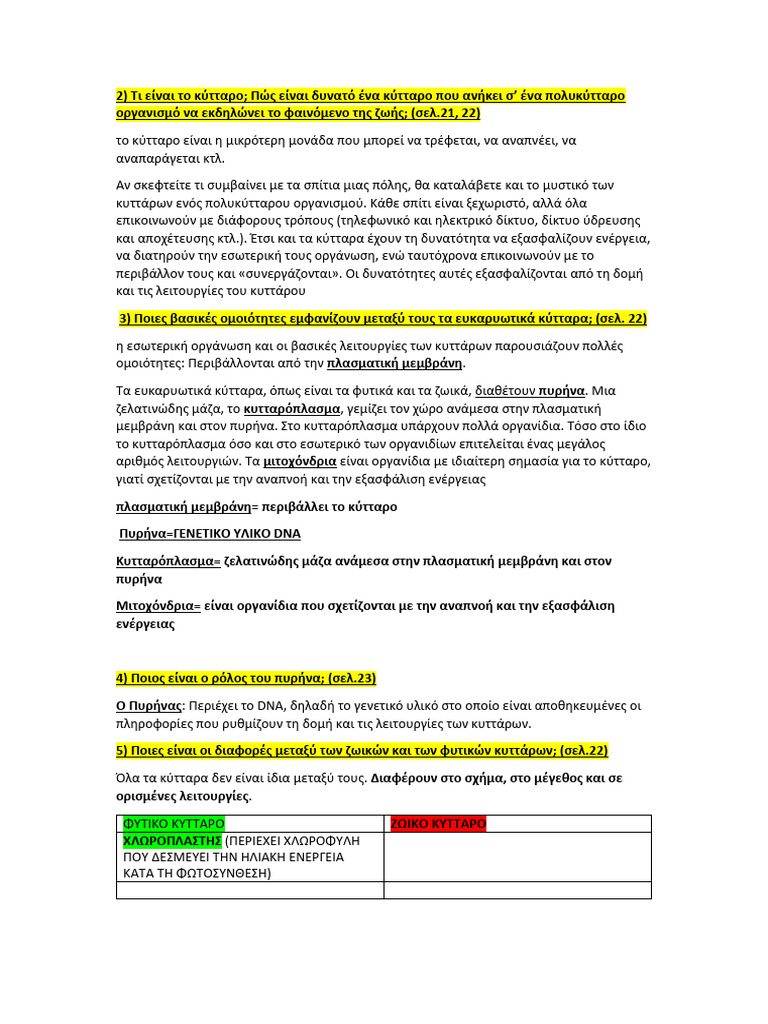 ΕΞΕΤΑΣΕΙΣ ΒΙΟΛΟΓΙΑ Α ΓΥΜΝΑΣΙΟΥ | PDF