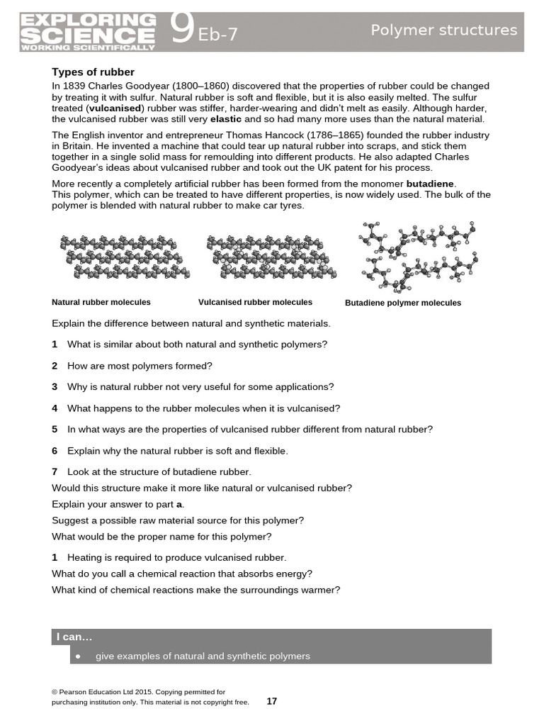 9eb-7 Polymer Structures | PDF | Natural Rubber | Polymers