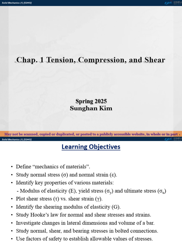 Chap 1. Tension Compression and Shear-2025 PDF | PDF | Deformation ...