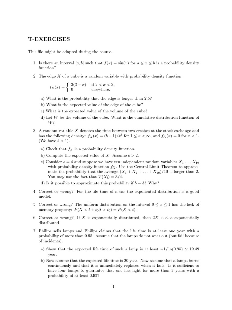 T Exercises | PDF | Errors And Residuals | Confidence Interval