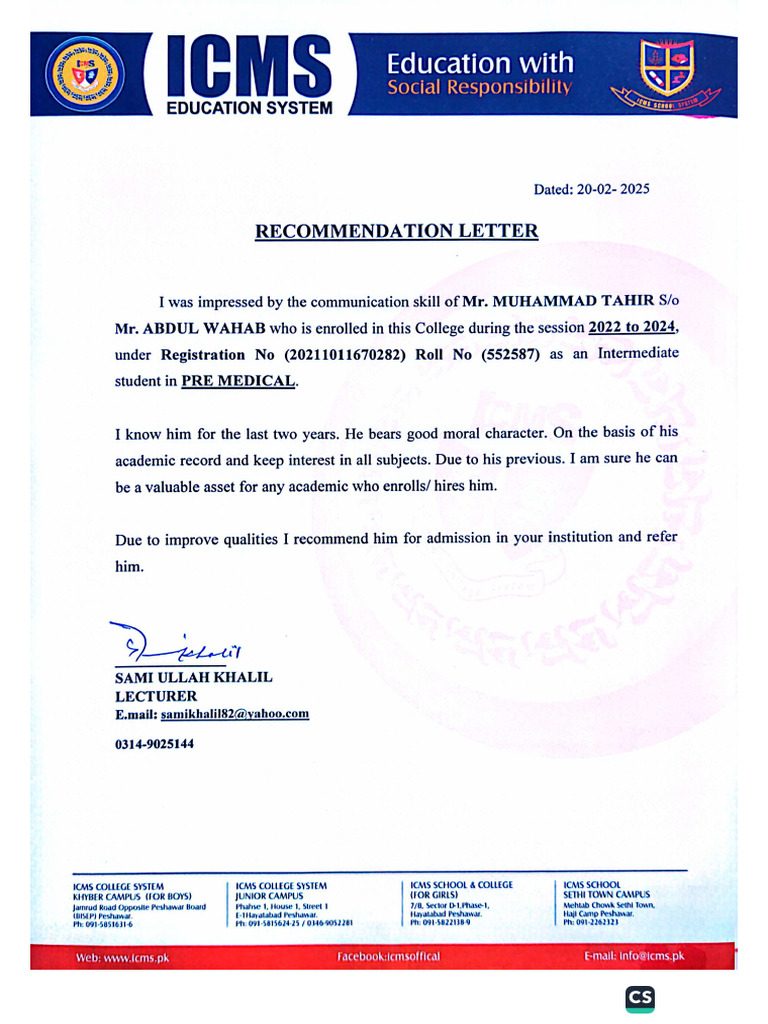 Recommendation Letter 2 | PDF