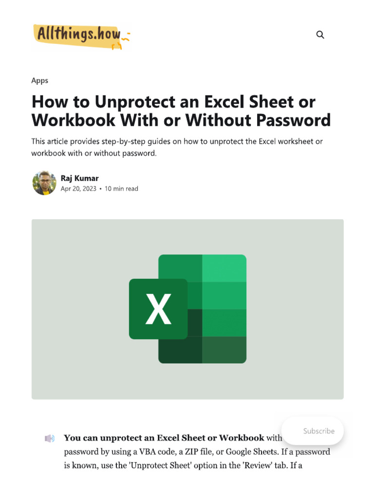 How To Unprotect Excel Worksheets | PDF