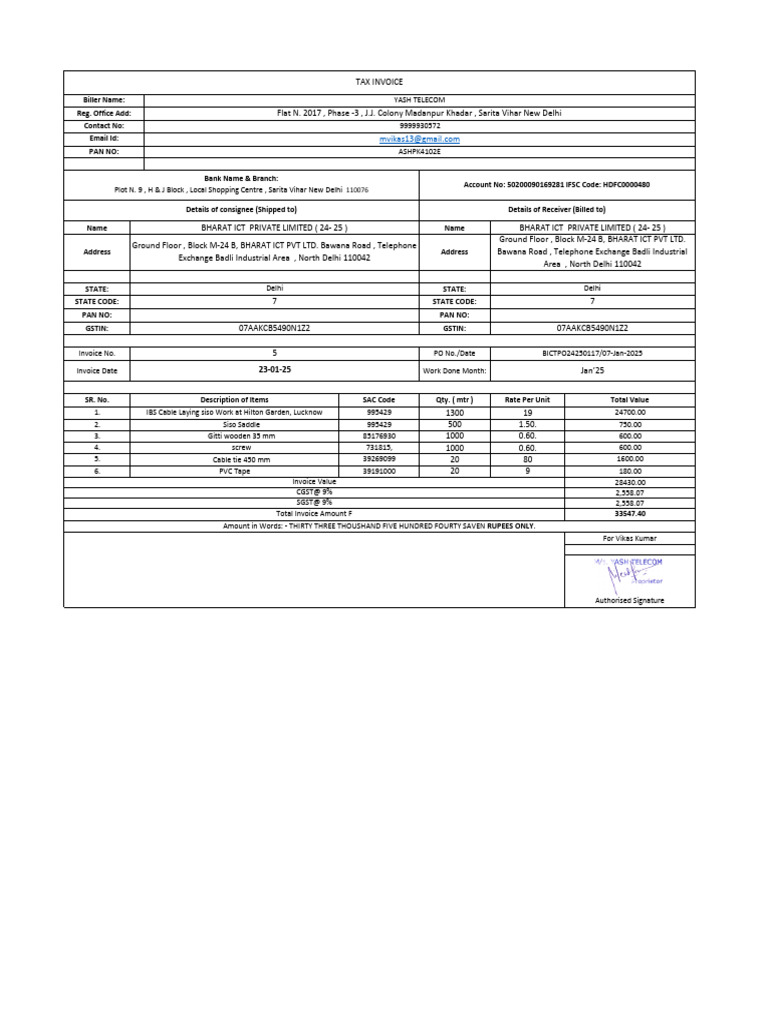 Invoice 5, Bharat ICT ) | PDF