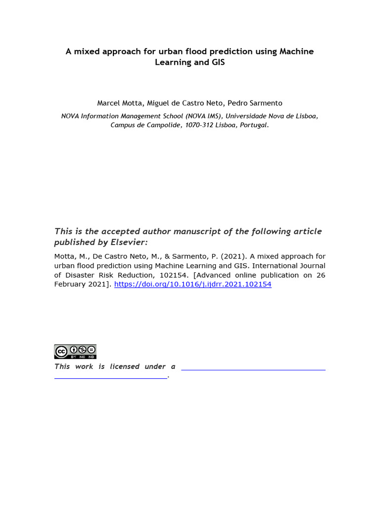 A Mixed Approach For Urban Flood Prediction Using Machine Learning and ...