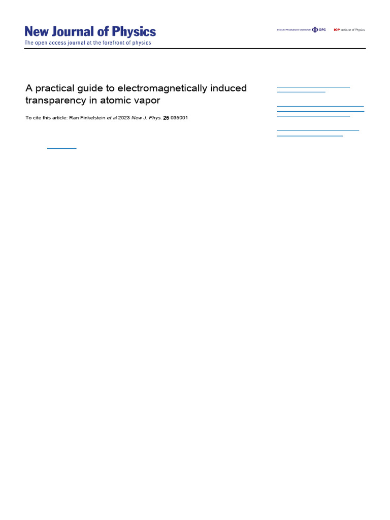 Finkelstein 2023 New J. Phys. 25 035001 | PDF | Optics | Resonance